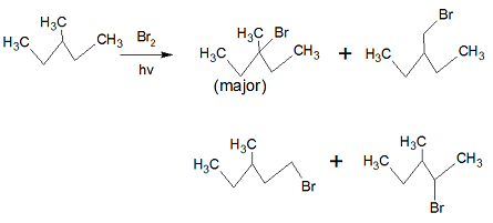 Draw the major monobromination product when the following alkane is ...
