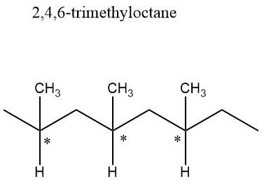 How many asymmetric centers are present in a molecule of 2,4,6 ...
