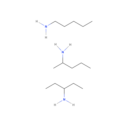 Draw the structures of the three primary amines with molecular formula ...
