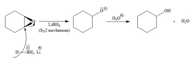 Show a detailed mechanism for the reduction of cyclohexene oxide with ...
