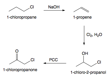Explain in detail how to synthesize 1-chloropropanone from 1 ...