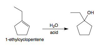 Draw the product of the reaction of H2O and an acid catalyst with 1 ...