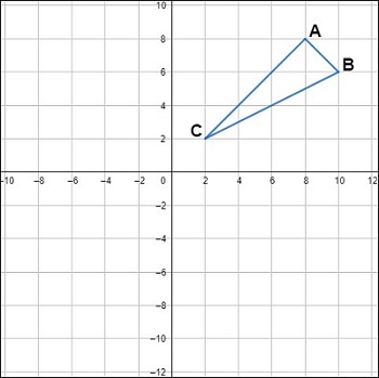 The coordinates of the preimage are: A(8,8) B(10,6) C(2,2) Reflect the ...