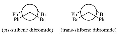 Draw a Newman projection for the stilbene dibromide product. Is this ...