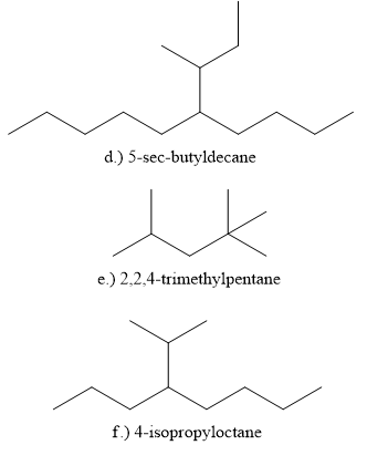 Draw a condensed structural formula for each of the following compounds ...