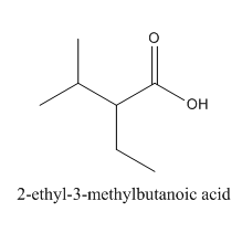 Draw the following organic compound: 2-ethyl-3-methylbutanoic acid ...