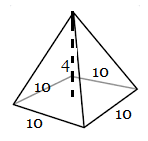 A square pyramid has base edges 10 in. long and a height of 4 in ...