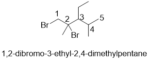 Draw the structure for 1,2-dibromo-3-ethyl-2,4-dimethylpentane. | Study.com