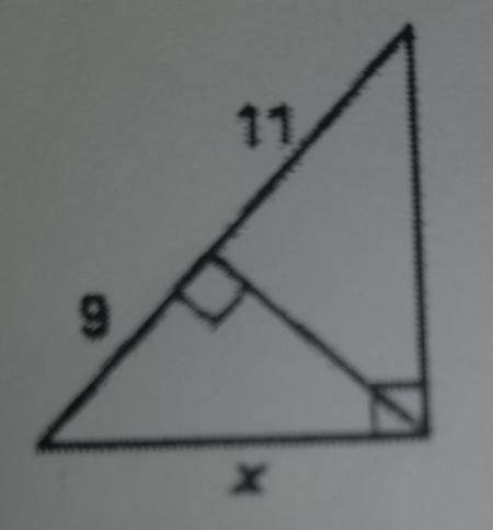 Use the Geometric Mean (Leg) Theorem to solve for x. | Study.com