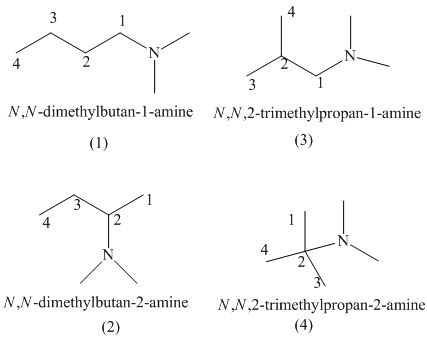 Draw the structure of the four tertiary (3 ) amines with molecular ...