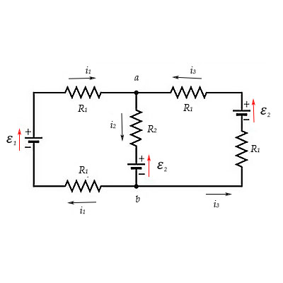 A circuit whose elements have the following values Q_1=3V,Q_2=6V, R_1=2 ...
