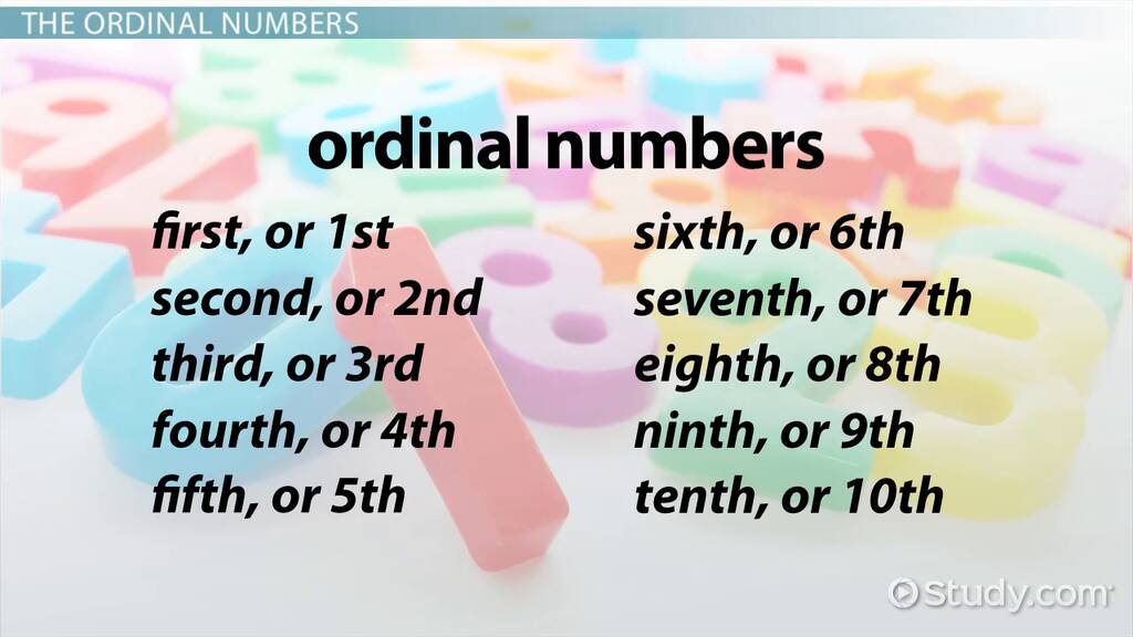 Ordinal Numbers Lesson For Kids Video Lesson Transcript Study