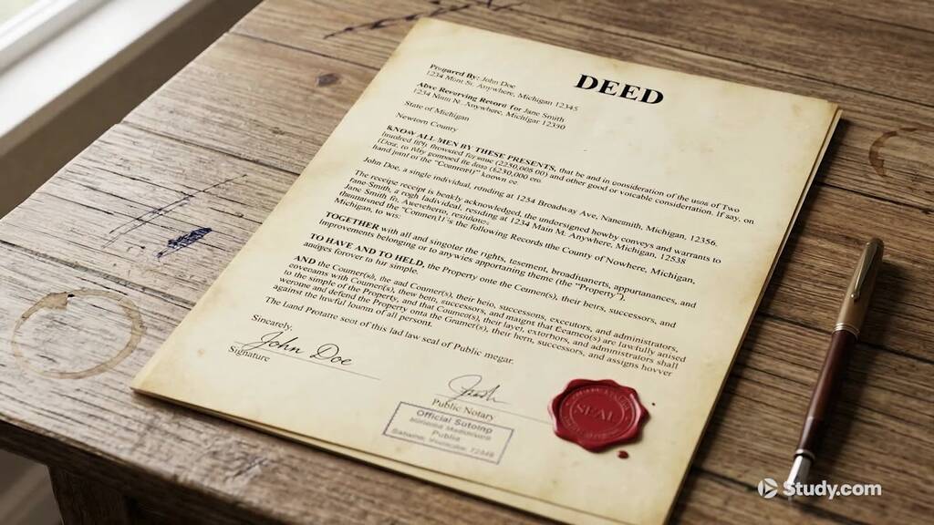 Transfer Deed | Definition, Requirements & Importance - Video | Study.com
