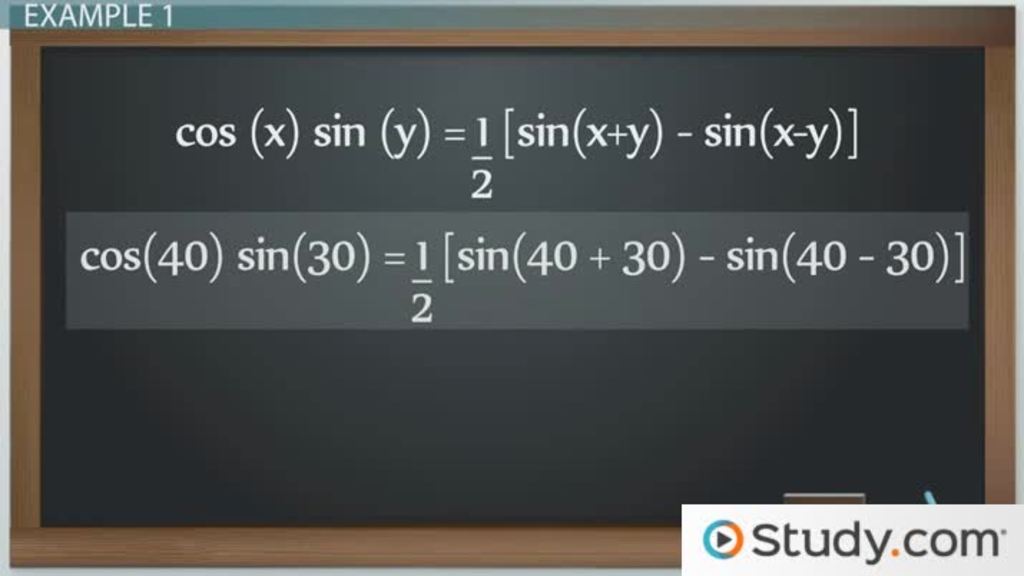 Product to Sum Identities Formula Derivation Examples Lesson