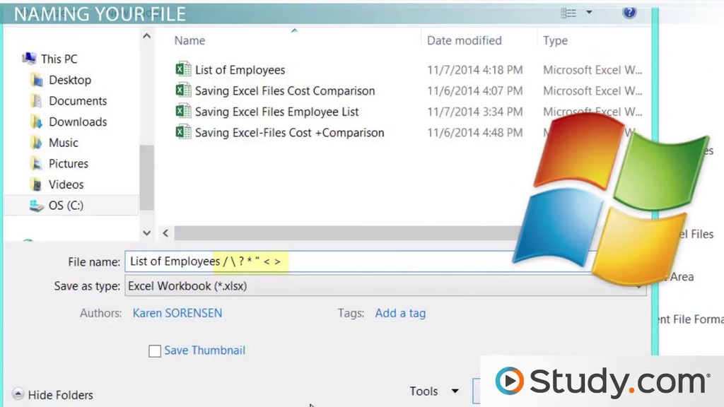 Saving An Excel Workbook File Formats Options Video Lesson 