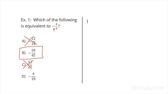 How to Identify Equivalent Signed Fractions | Algebra | Study.com