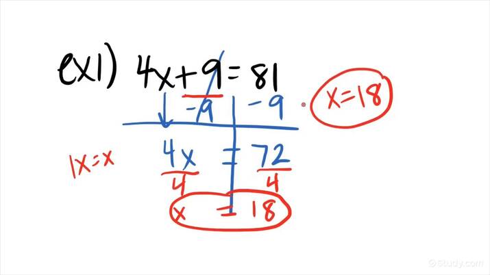 Using 2 Steps to Solve an Equation with Whole Numbers | Algebra | Study.com