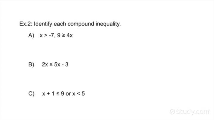 Identifying Compound Inequalities | Algebra | Study.com
