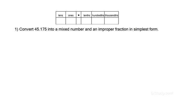 How to Convert a Decimal into a Mixed Number & an Improper Fraction in ...